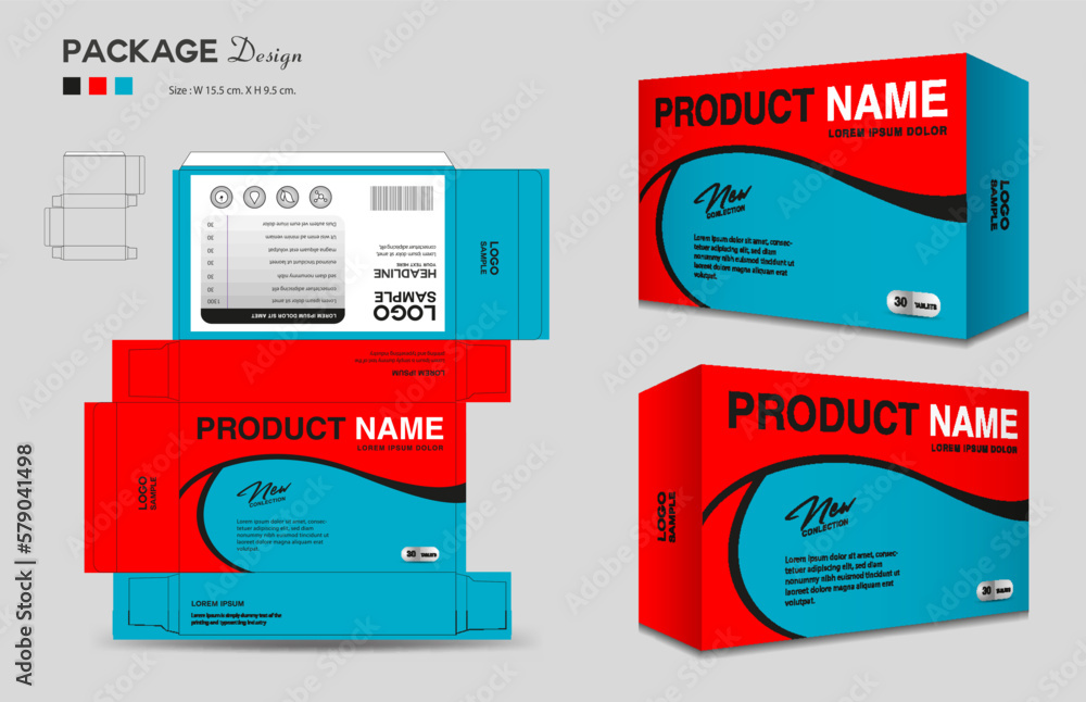 Supplements and Cosmetic box design, Package design template, box ...