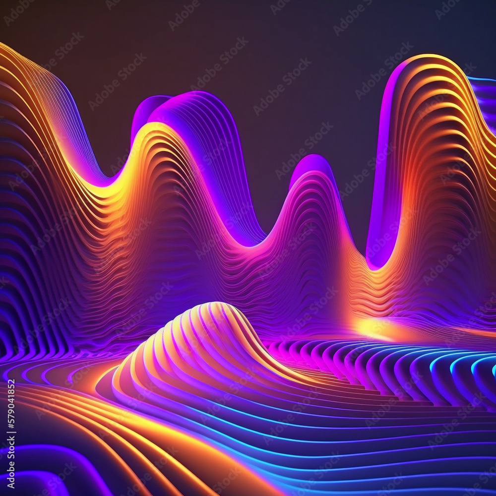 3d render, abstract neon wallpaper, colorful fantastic background with ...