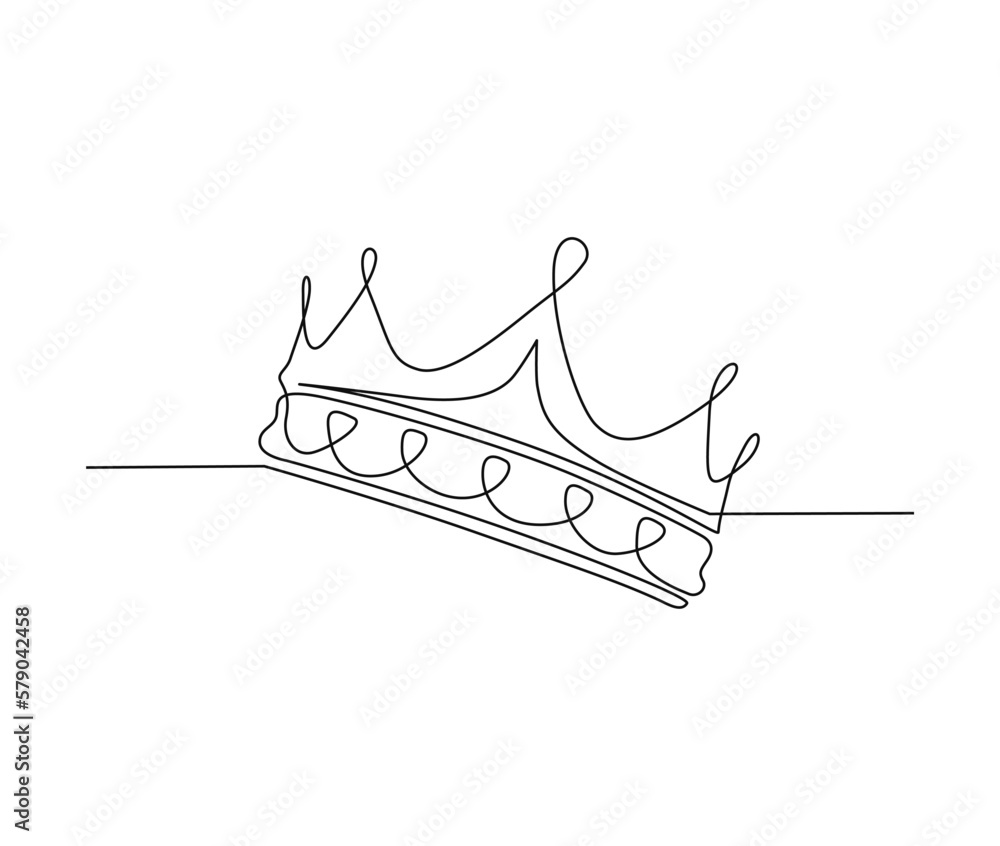 Continuous one line drawing of royal crown. Simple king crown outline ...