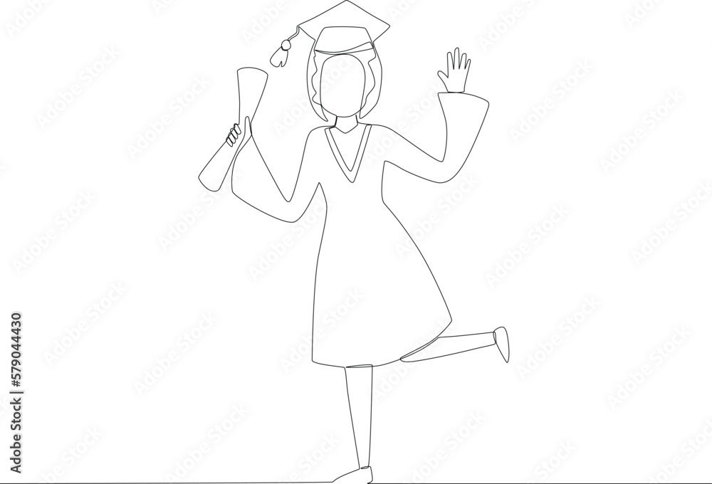 A woman a wears beautiful gawn on her graduation day. Graduation one ...