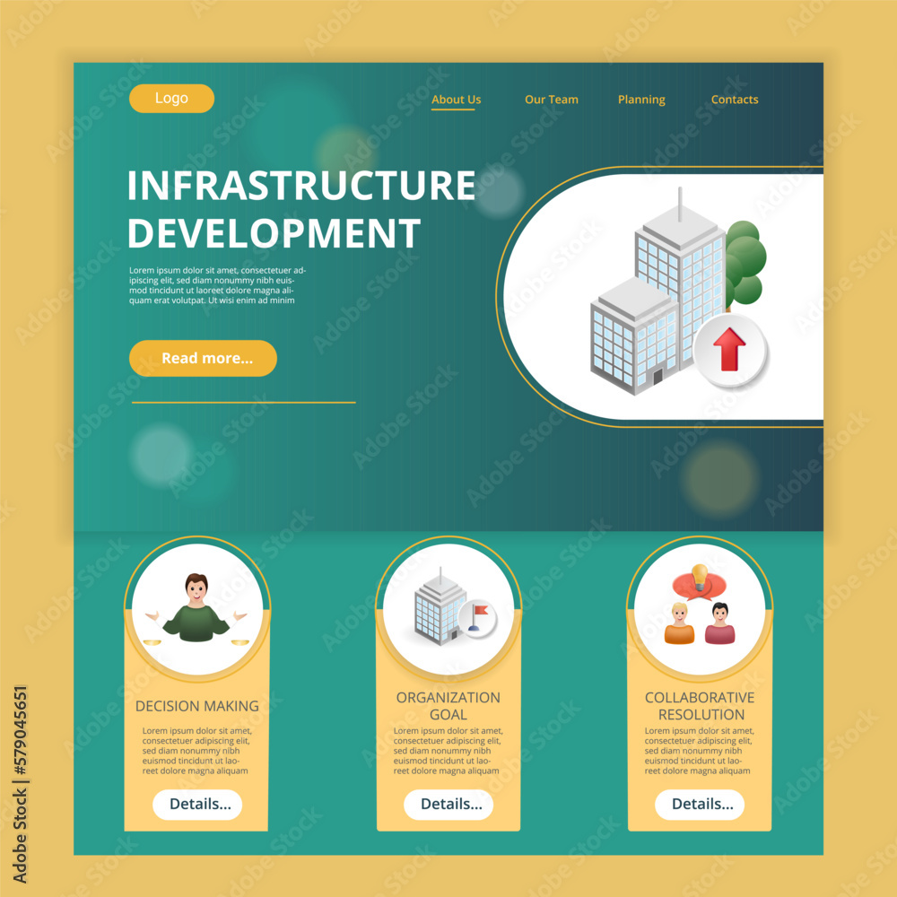 Infrastructure development flat landing page website template. Decision ...