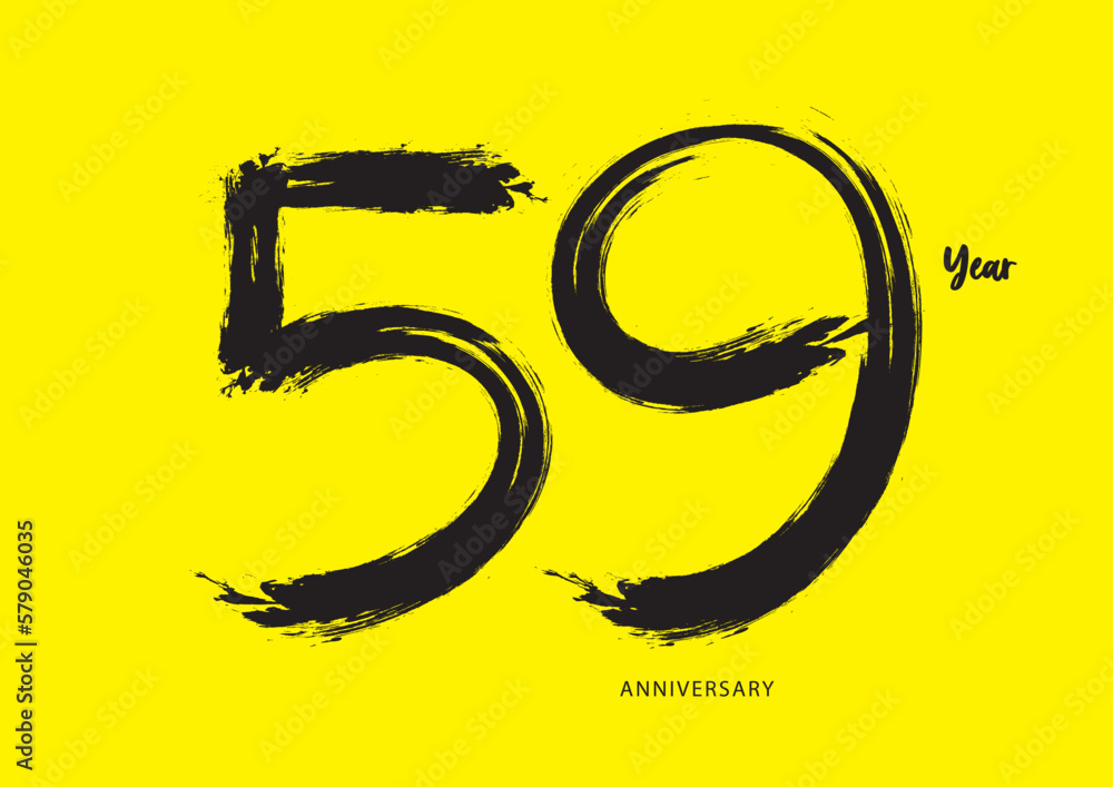 59 year anniversary celebration logotype on yellow background, 59 ...