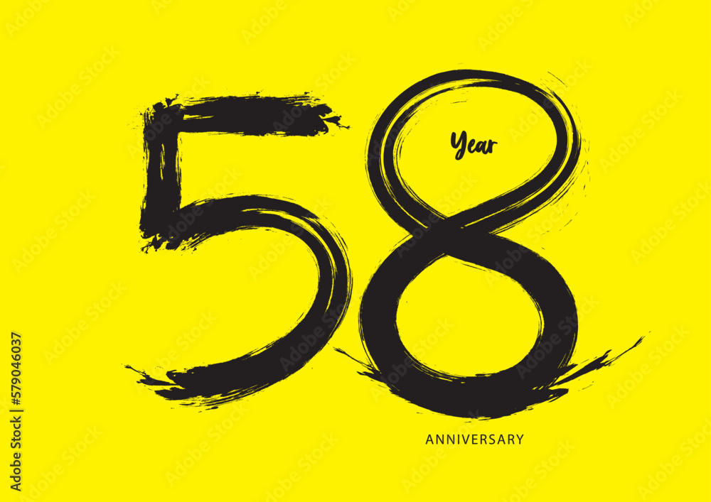58 year anniversary celebration logotype on yellow background, 58 ...
