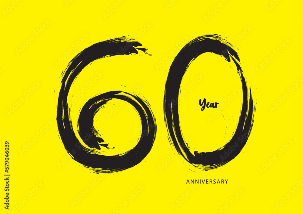 60 year anniversary celebration logotype on yellow background, 60 ...