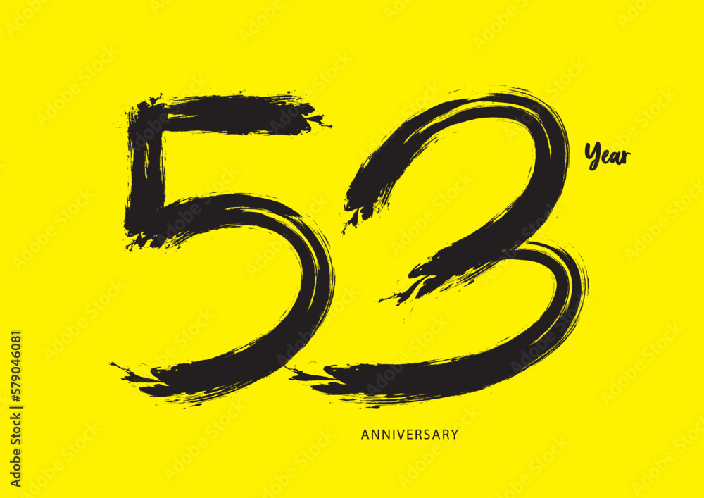 53 year anniversary celebration logotype on yellow background, 53 ...