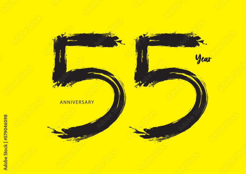55 year anniversary celebration logotype on yellow background, 55 ...