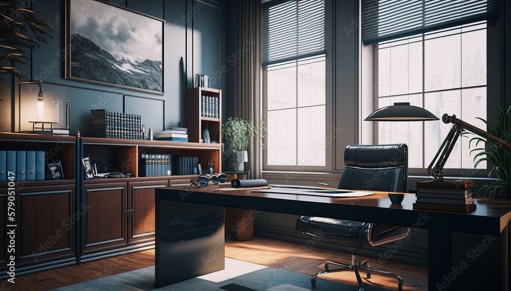 Office manager room interior background. Generative AI technology ...