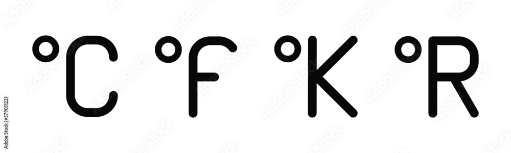 Vetor de Temperature icon and sign set. Celsius, fahrenheit, kelvin ...