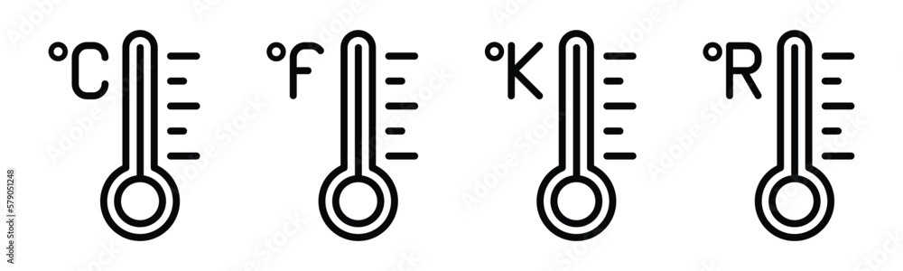 Temperature icon set. Temperature scale icon symbol. Weather sign ...