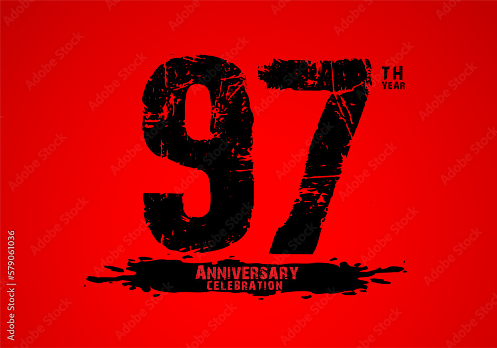 97 years anniversary celebration logotype on red background, 97th ...