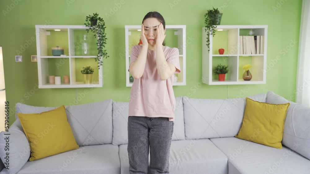 Asian woman fainting as a result of dizziness. Asian young woman ...