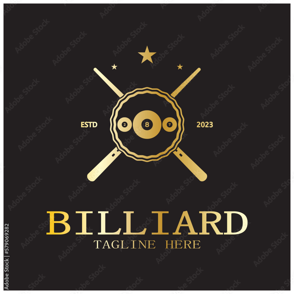 simple billiards logo template illustration with billiard balls and ...
