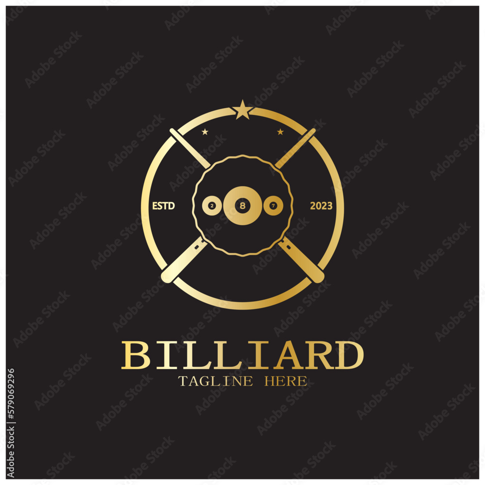 simple billiards logo template illustration with billiard balls and ...