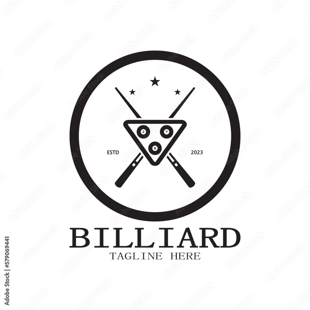 simple billiards logo template illustration with billiard balls and ...