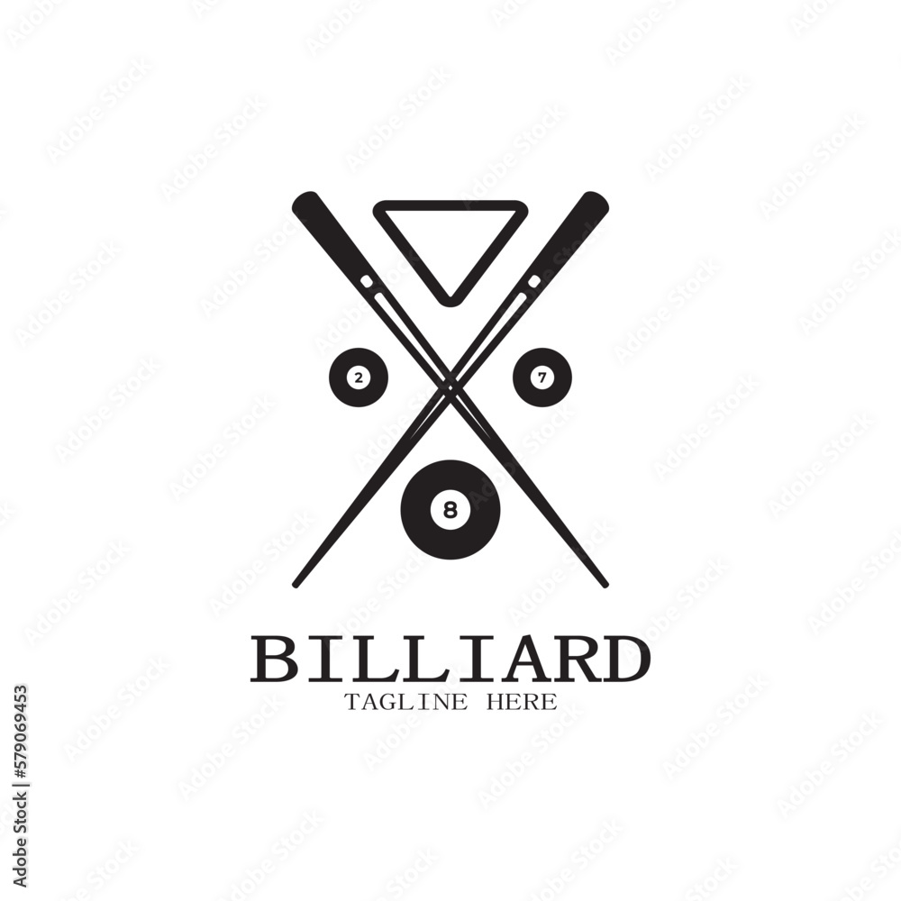 simple billiards logo template illustration with billiard balls and ...