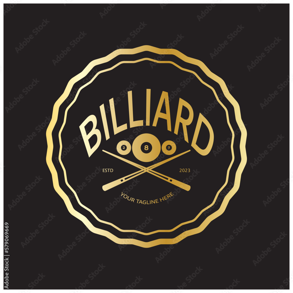 simple billiards logo template illustration with billiard balls and ...