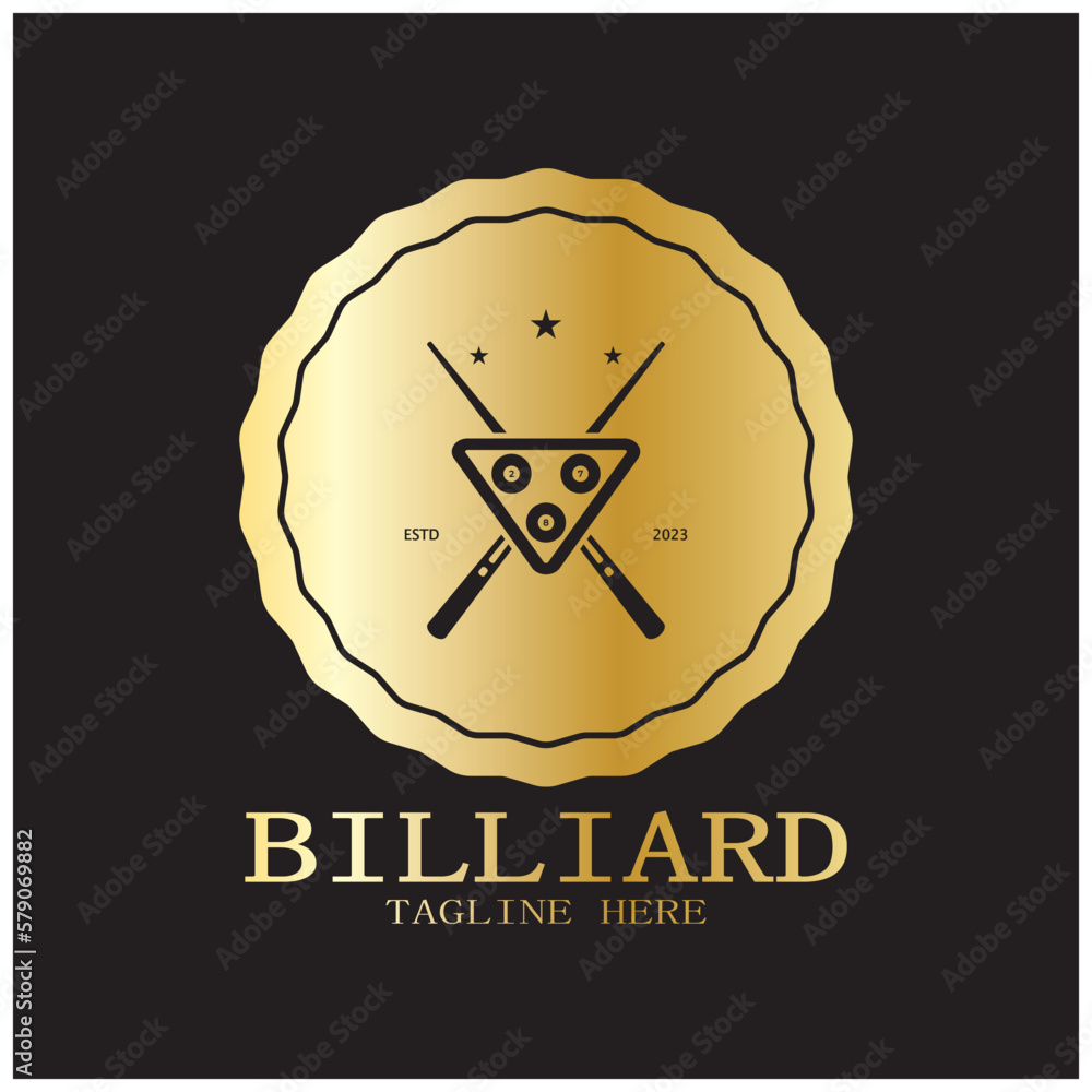 simple billiards logo template illustration with billiard balls and ...