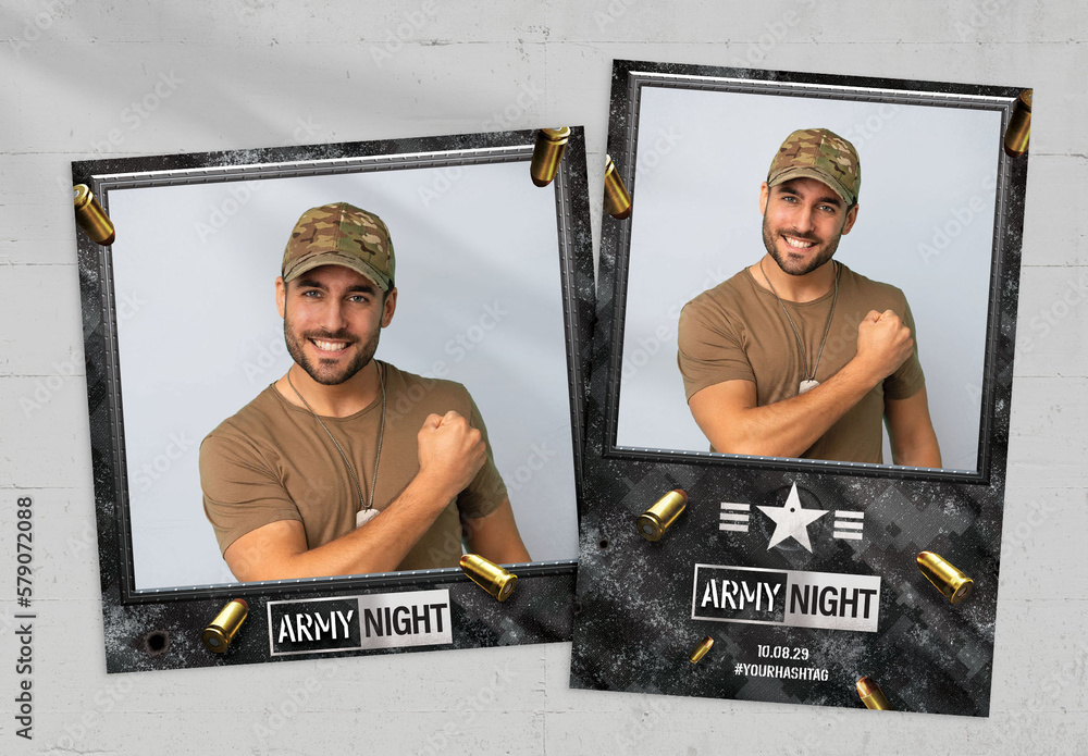 Military / Army Photo Card Template Stock Template | Adobe Stock