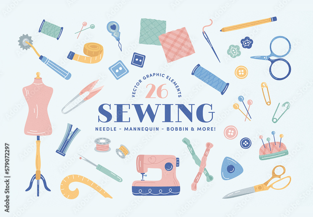Sewing Tools Vector Illustration Set Stock Template | Adobe Stock