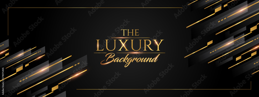 Black Golden Side Corner Flowing Lines Award Background. Luxury ...