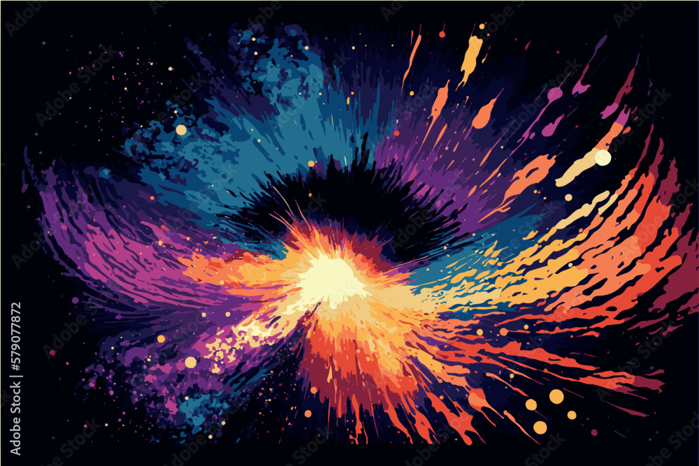 Space background. Colorful explosion on dark wallpaper. Vector art ...