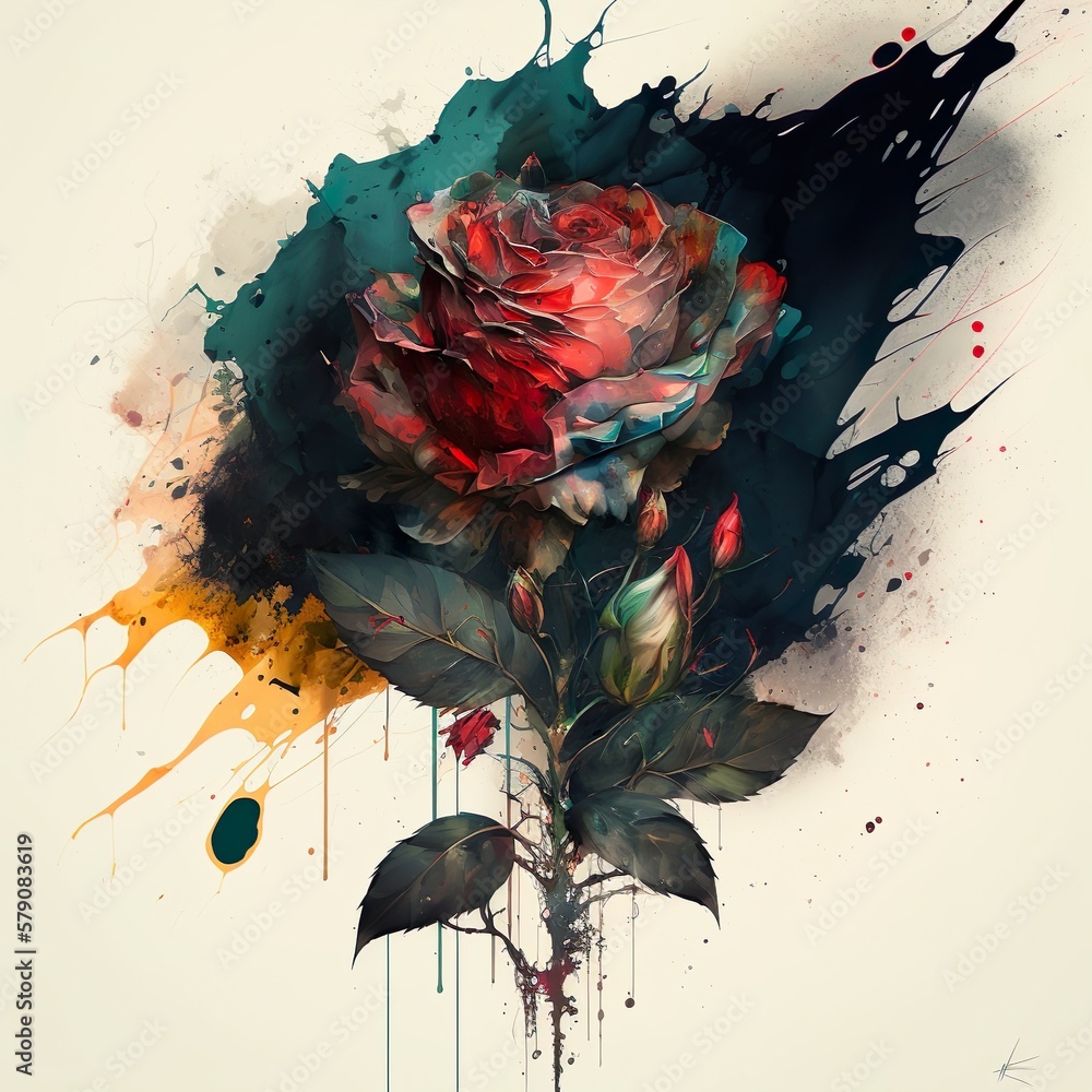 Symphony in Red and Gold A Double Exposure Watercolor of a Hundred ...