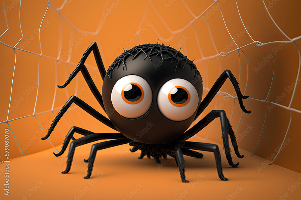 Cute Cartoon Spider Character (Created with Generative AI) Stock ...