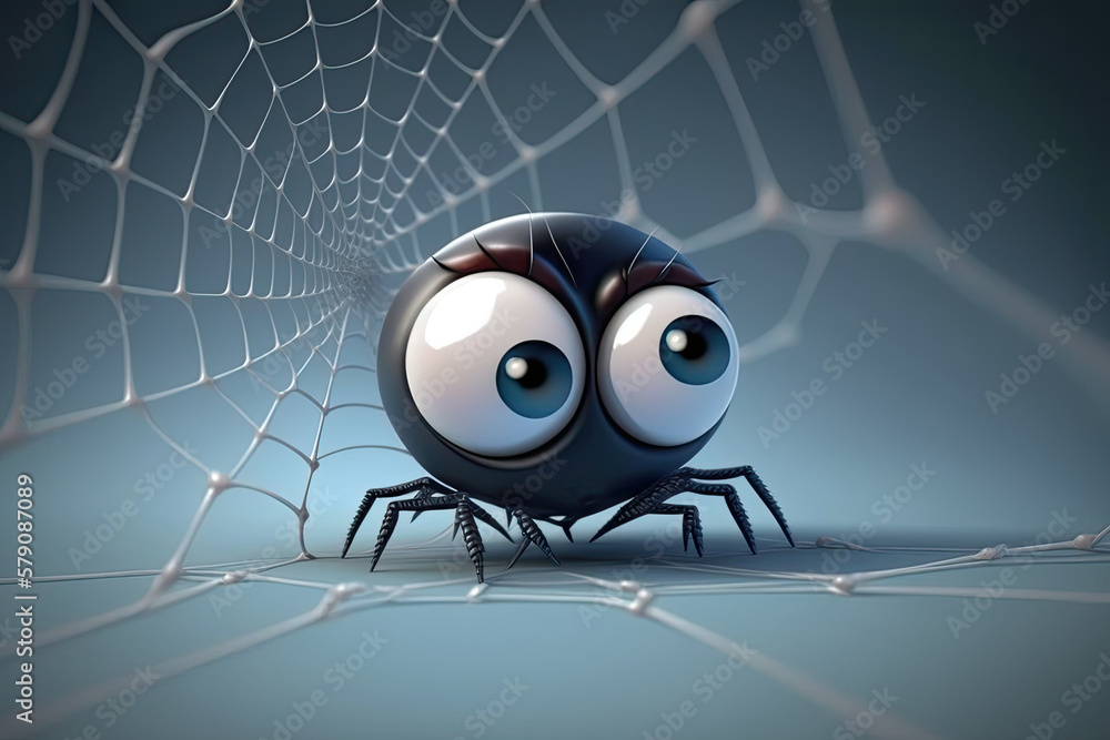 Cute Cartoon Spider Character (Created with Generative AI) Stock ...