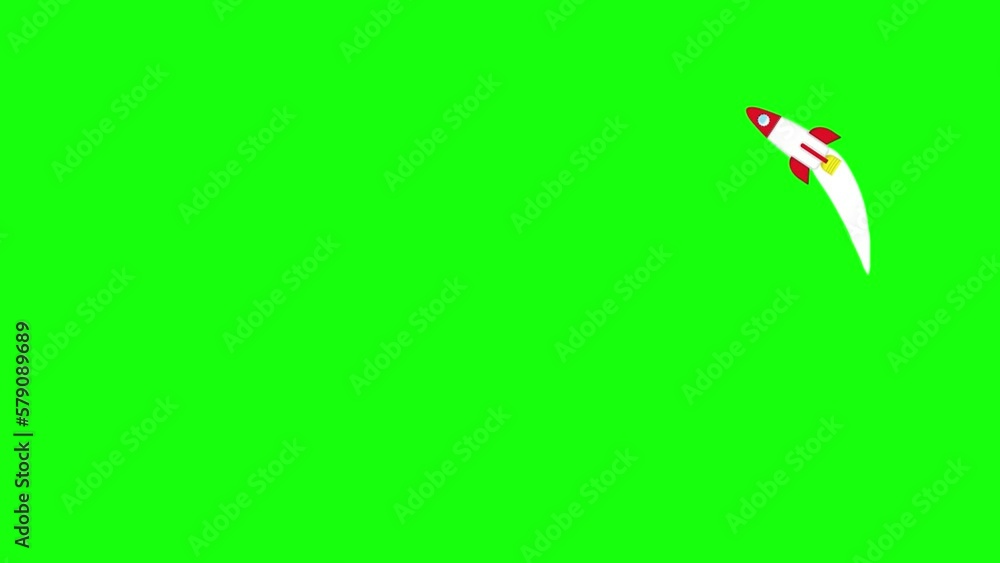motion animated footage, rocket launch with exhaust, green screen ...