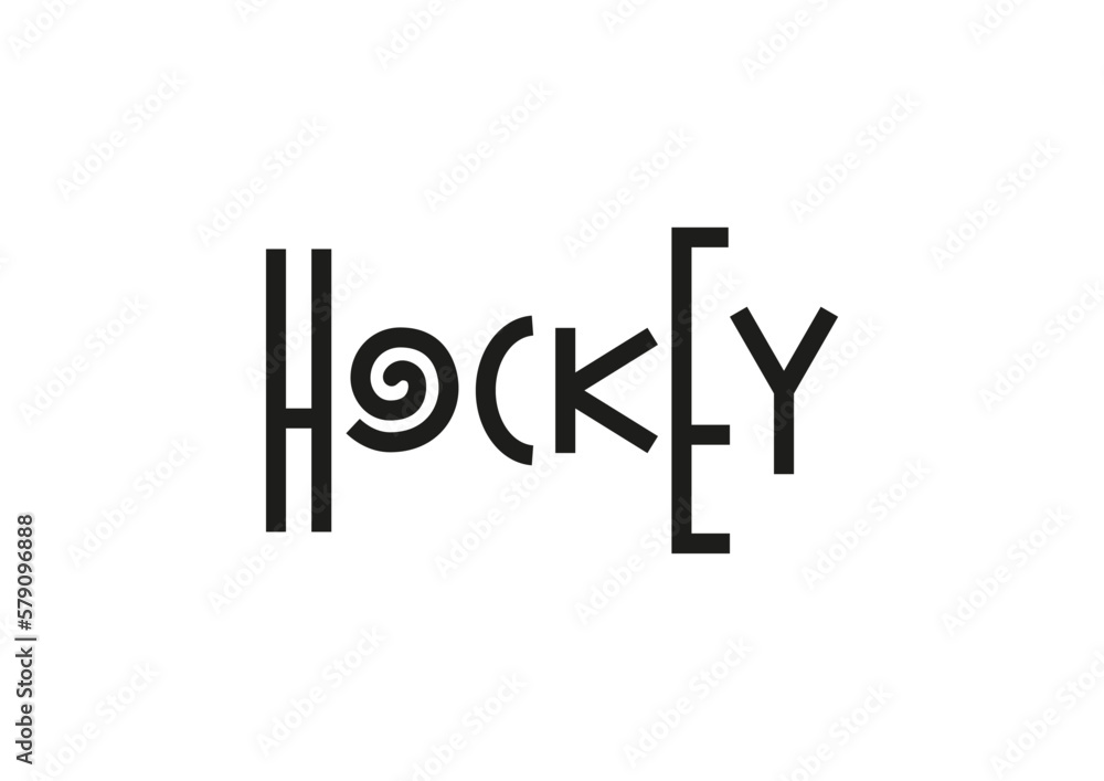 Lettering of hockey in black isolated on white background for poster ...