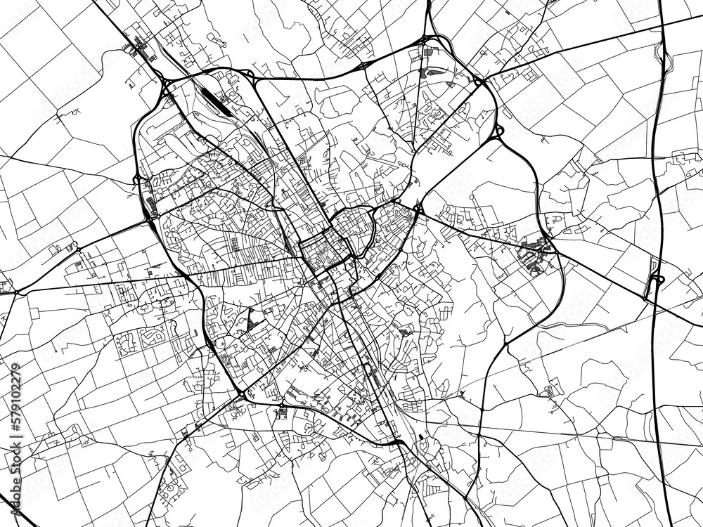 Road map of the city of Troyes in France on a transparent background ...