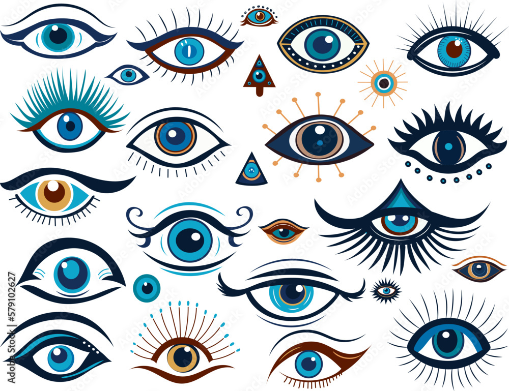 eye of ra, mystical eyes sketch set isolated, vector Stock Vector ...
