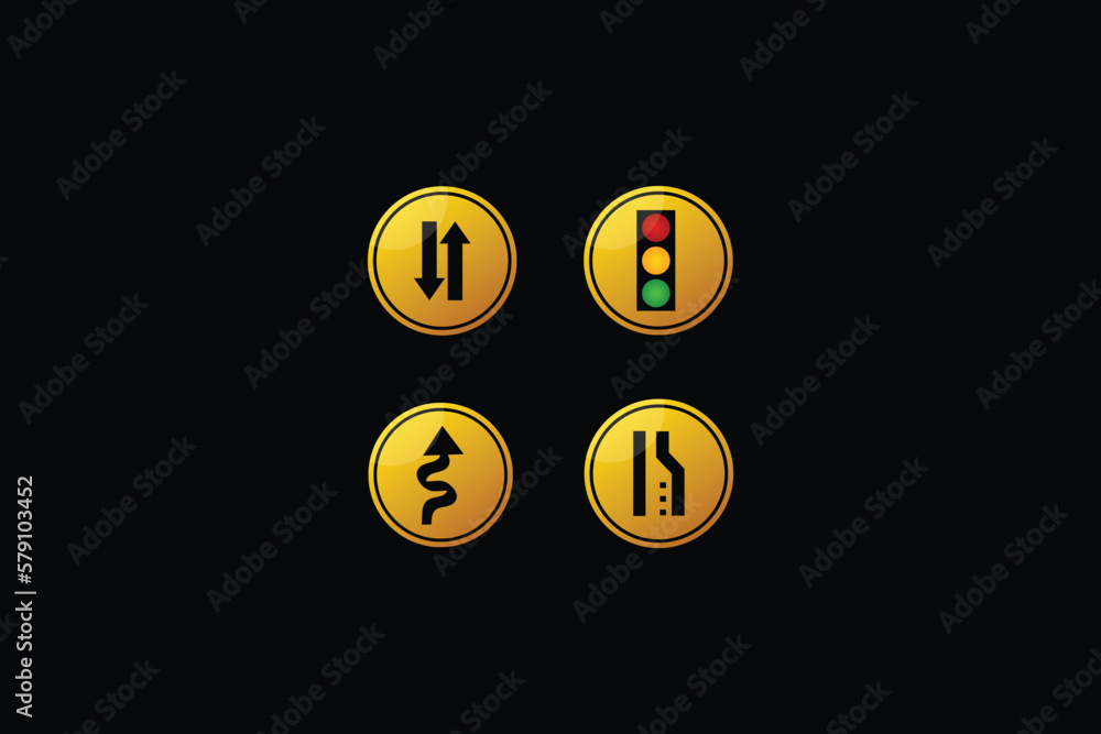 traffic signs and lights pictograms collection Stock Vector | Adobe Stock