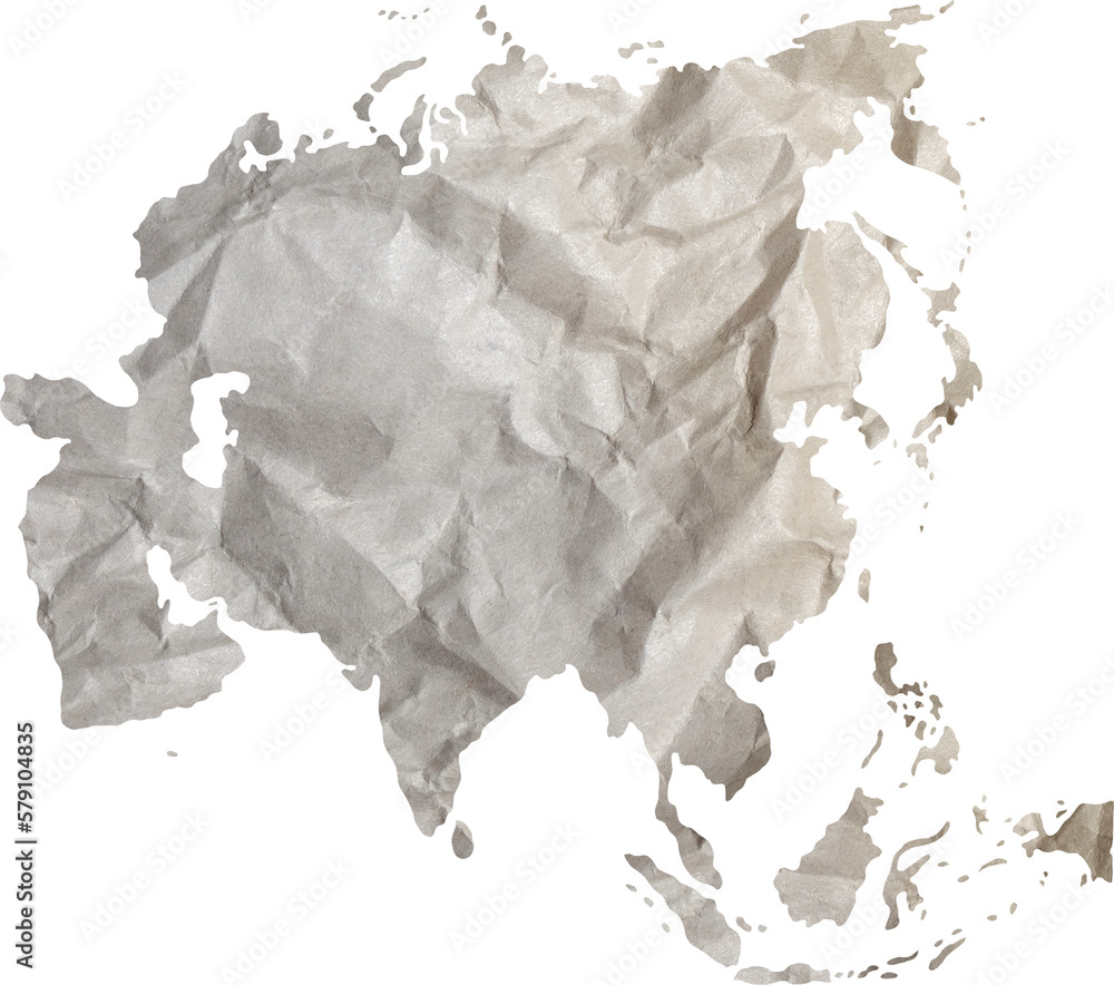 Asia map paper texture cut out on transparent background. Stock Photo ...