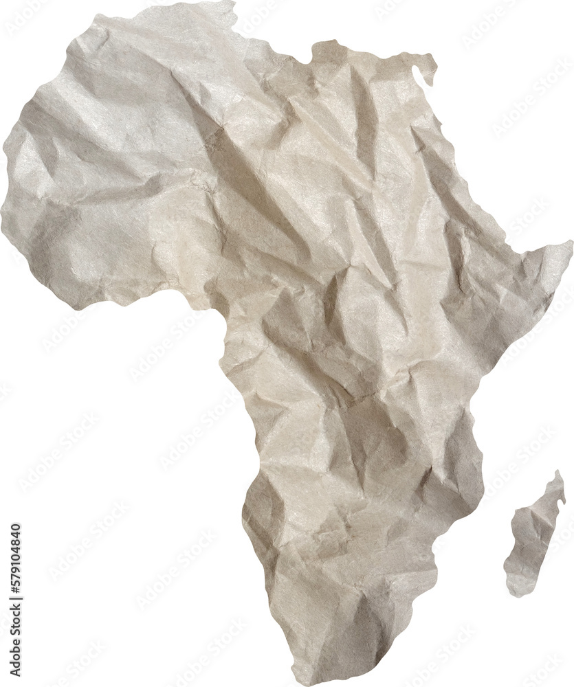 Africa map paper texture cut out on transparent background. Stock Photo ...