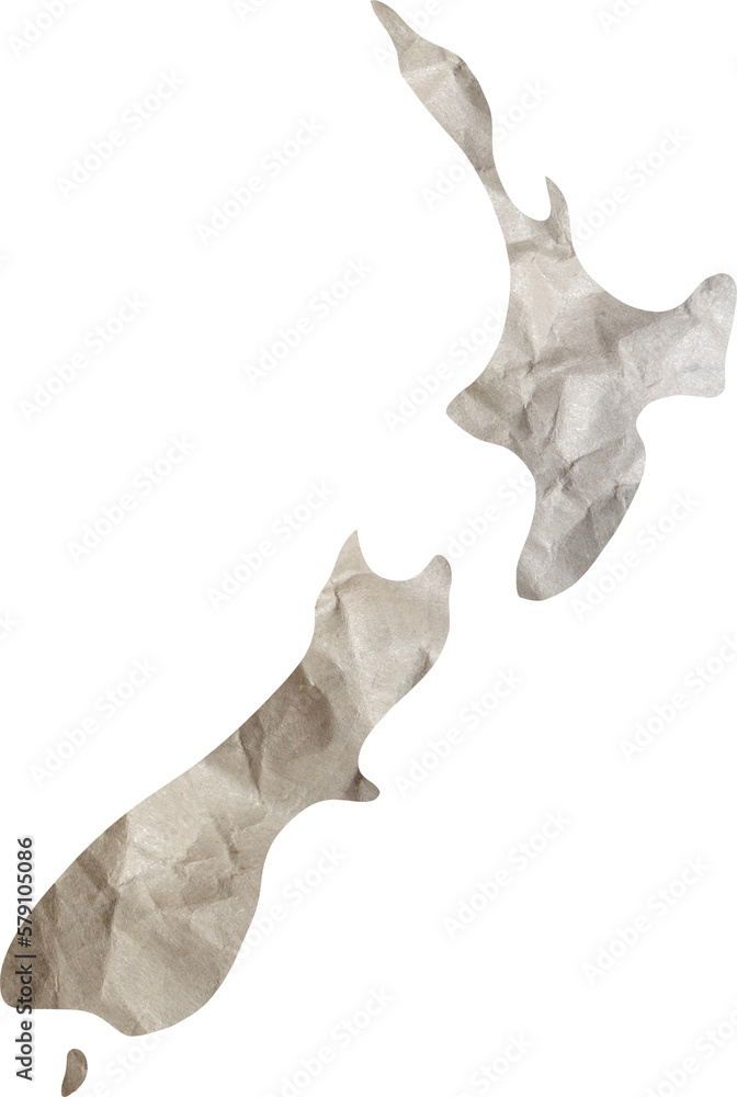 New Zealand map paper texture cut out on transparent background. Stock ...