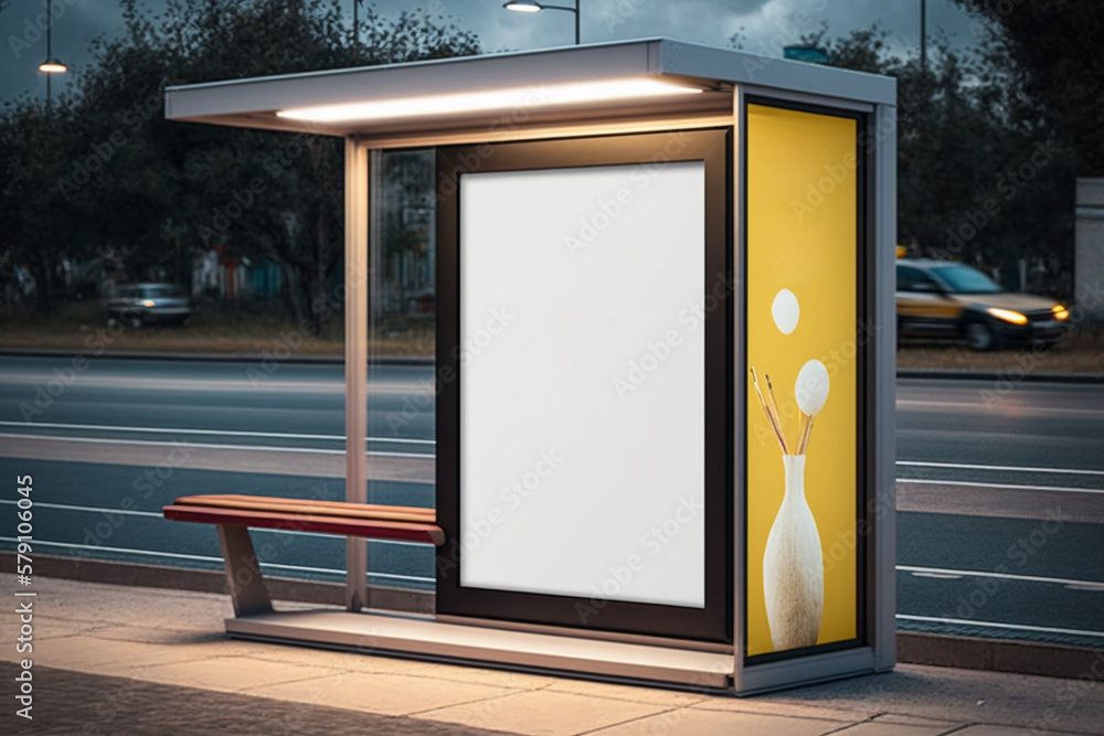 light box on the bus stop, created by a neural network, Generative AI ...