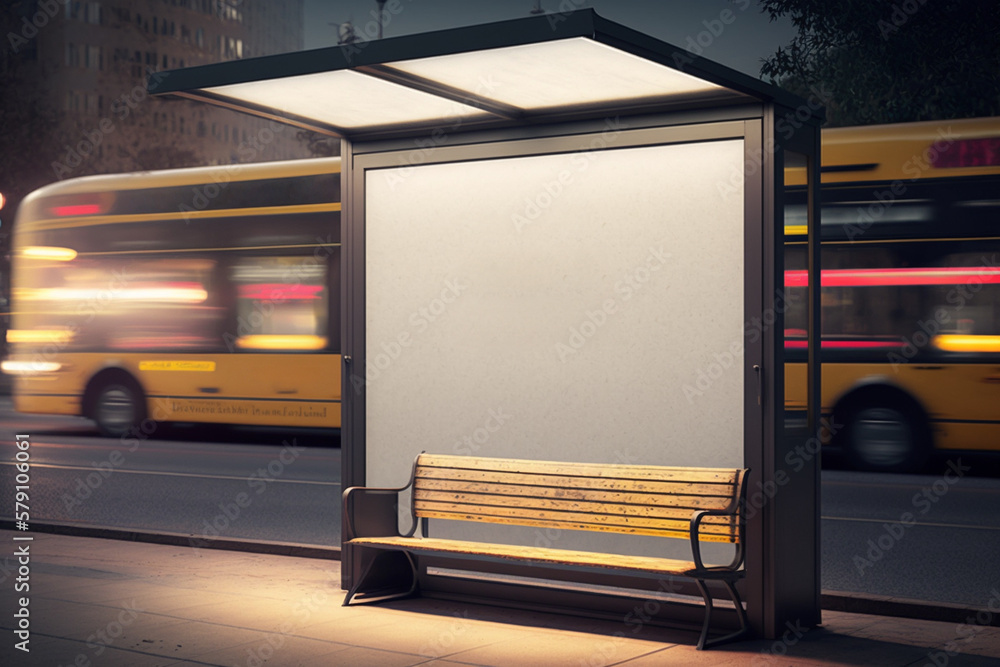 light box on the bus stop, created by a neural network, Generative AI ...