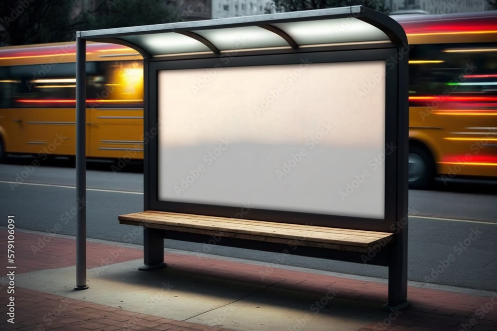 light box on the bus stop, created by a neural network, Generative AI ...