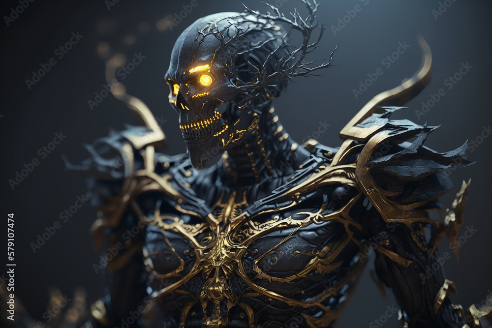 the skeleton of a black demon, created by a neural network, Generative ...
