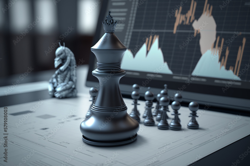 Pawn on the table, trading chart in the background, created by a neural ...