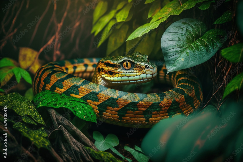 snake, created by a neural network, Generative AI technology Stock ...