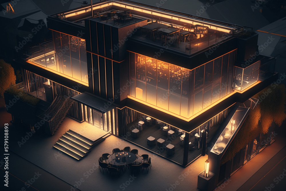 Nightclub on the roof, created by a neural network, Generative AI ...