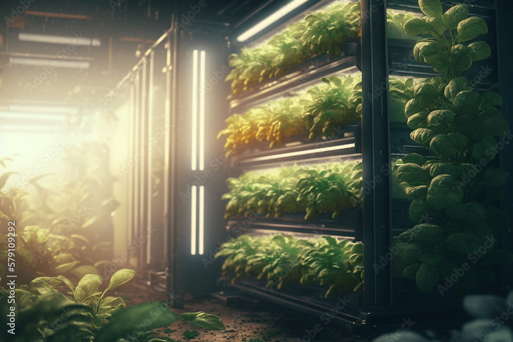vertical farm, created by a neural network, Generative AI technology ...