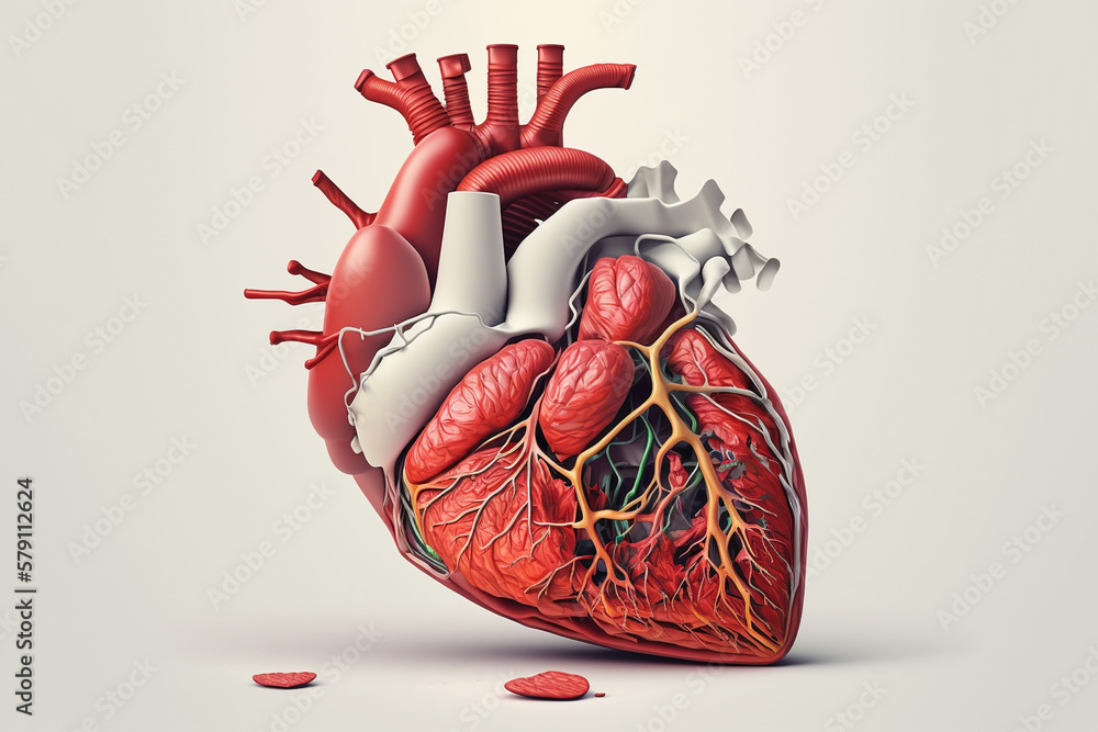 human heart, created by a neural network, Generative AI technology ...