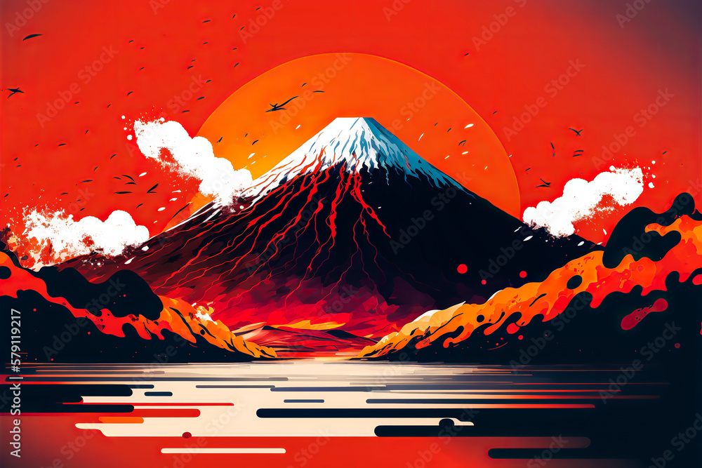 Beautiful landscape of Mount Fuji offering vibrant colors and rich ...