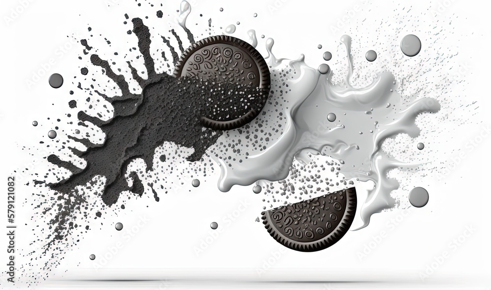 an oreo and milk splashing out of the top of a chocolate chip cookie on ...