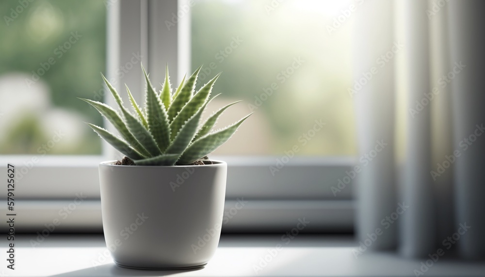 Cute potted plants in front of a window background Stock Illustration ...