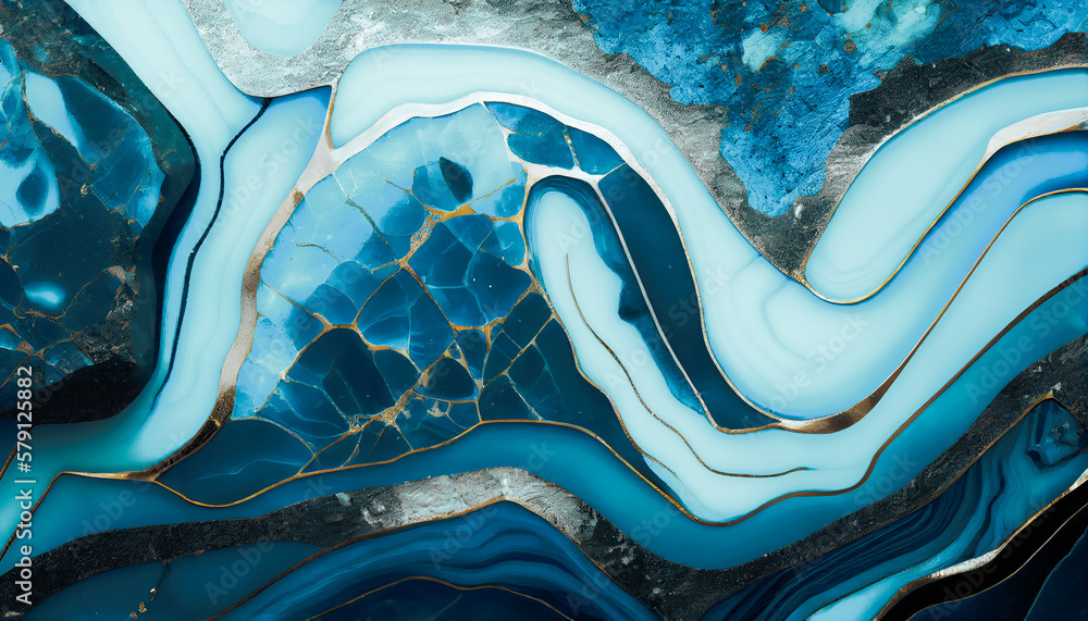 Blue swirl agate japanese kintsugi kintsukuroi marbled granite design ...