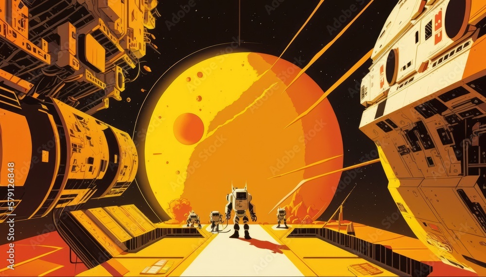 Space colonisation digital art. Generative AI illustration. Stock ...